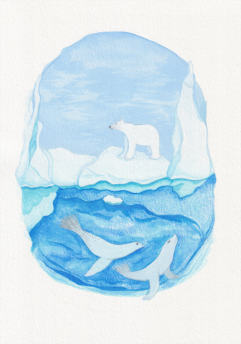 Arctic Life - Frozen Seas - Polar Bear and Seals Poster – Posterbox.se