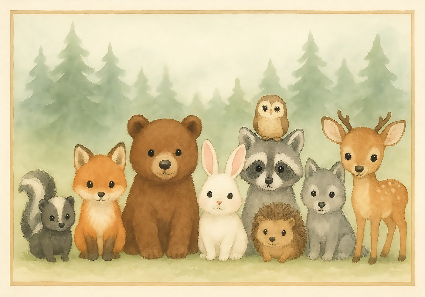 Cute forest animals No.2 Poster – Posterbox.se