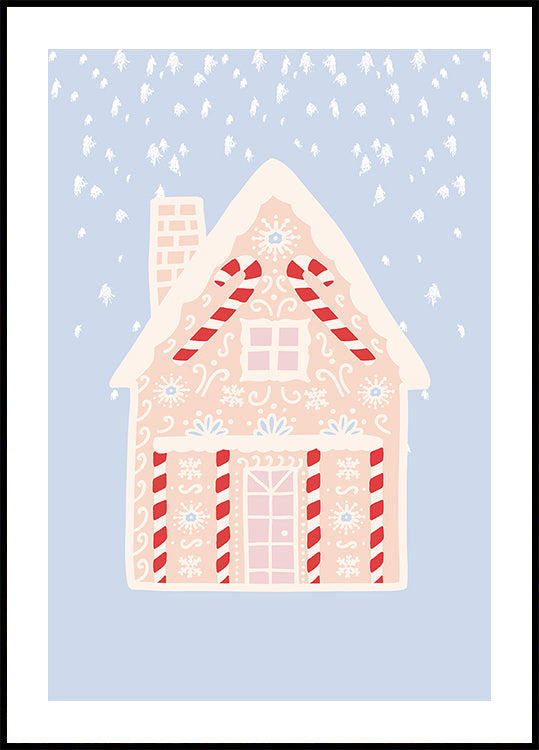 Blue Gingerbread House Poster – Posterbox.se
