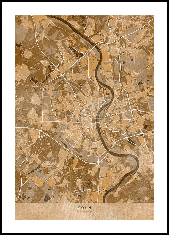 Sepia vintage map of Köln Germany Poster – Posterbox.se