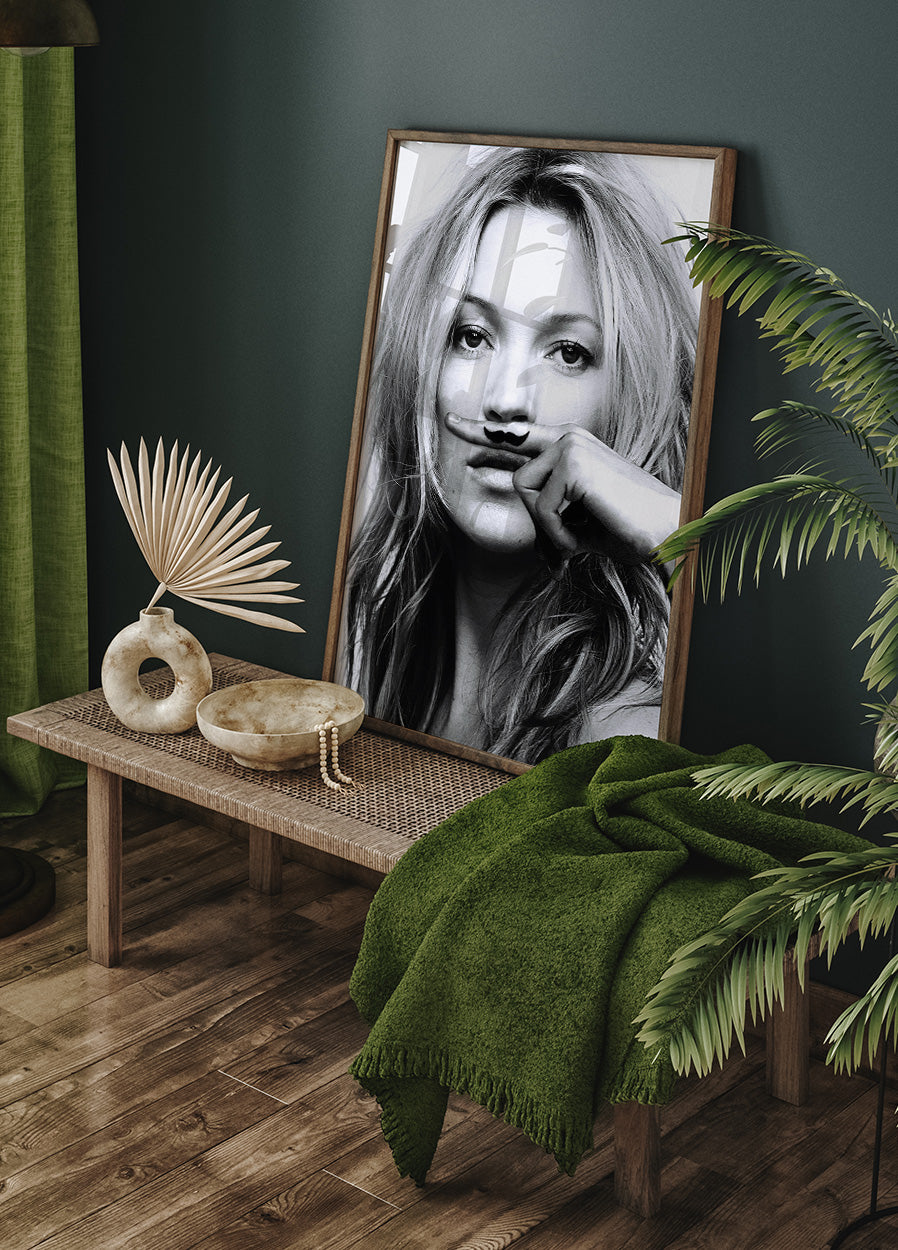 Kate Moss Mustache Mimicking Poster – Posterbox.se