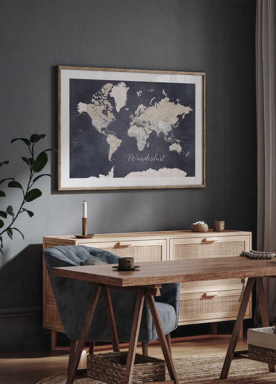 Wanderlust world map Glyn Poster – Posterbox.se
